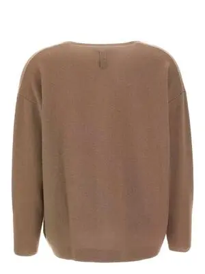 Hemisphere Cashmere Crew-neck Cardigan - Brown