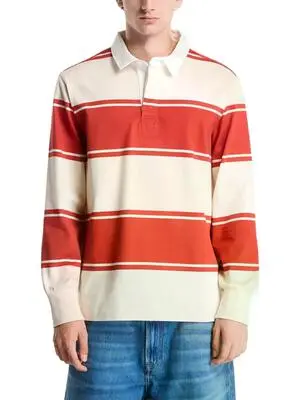 Gant Rugger Striped Long-sleeved Polo Shirt - Neutrals