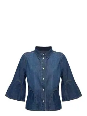 Munthe MUNTHE Vunna Flared-Sleeve Denim Shirt Blue