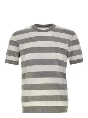 KANGRA Striped Cotton T-shirt - Grey