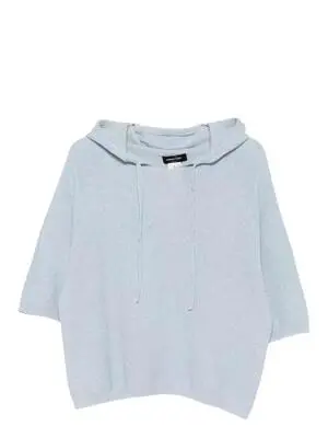 Fabiana Filippi Metallic-thread Short-sleeve Hoodie - Blue
