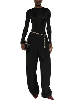 SAINT LAURENT Saint Laurent Open-Back Logo-Pendant Bodysuit