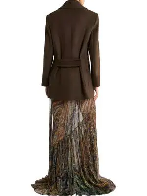 Etro Long Double-breasted Wool-blend Cloth Jacket - Brown