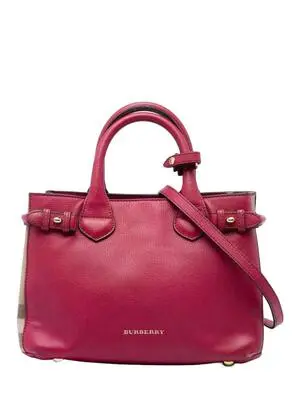 Burberry Small Grainy Calfskin And House Check Banner Satchel - Red