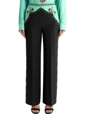 ETRO ETRO Straight-Leg Silk Trousers With Placed Jewellery Print