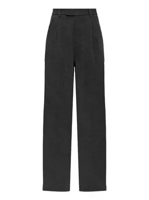 SELF-PORTRAIT Pleated Straight-leg Trousers - Grey