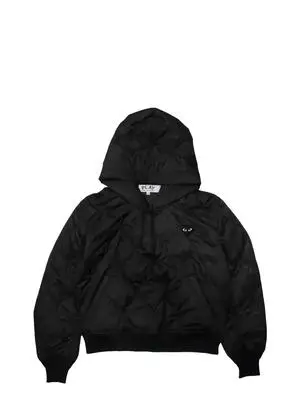 Play Comme Des Garcon Quilted Heart-patch Hoodie - Black