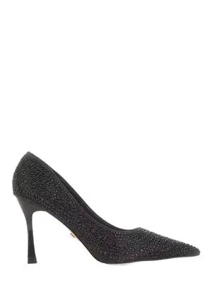 TWENTY FOURHAITCH Rhinestone-embellished Pointed-toe Pumps - Black