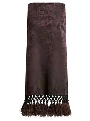 Etro Paisley-jacquard Dress With Feather Trim - Brown