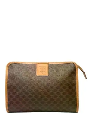 Celine Macadam Coated Canvas Clutch Bag - Brown