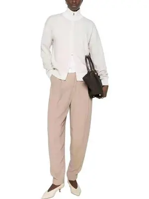 Eleventy Chevron-knit Zip-up Cardigan - Neutrals