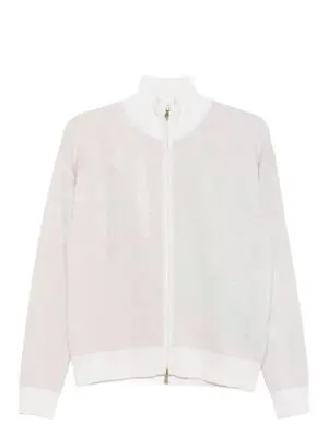 Eleventy Chevron-knit Zip-up Cardigan - Neutrals