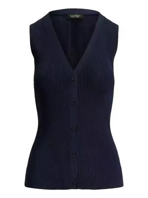 Ralph Lauren Ribbed-knit Sleeveless Cardigan - Blue
