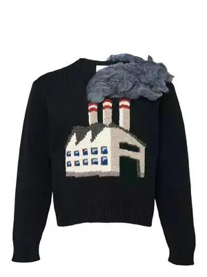 DOUBLET Intarsia-knit Wool Sweater - Black