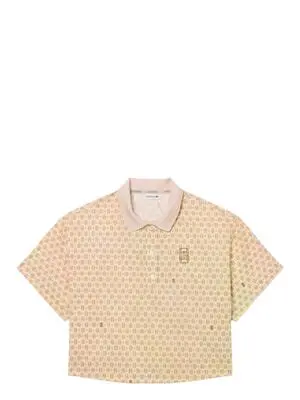 Lacoste Oversized Tennis Print Polo Top - Neutrals