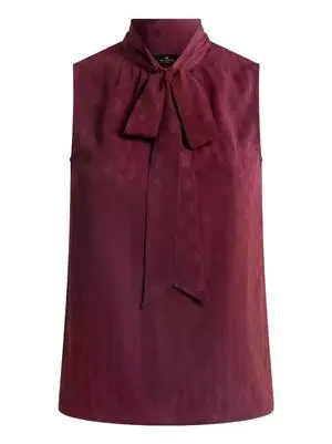 Etro ETRO Silk-Blend Jacquard Top With Paisley Motif Red