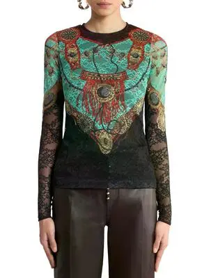 ETRO ETRO Jersey Sweater With Lace And Placed Jewellery Print