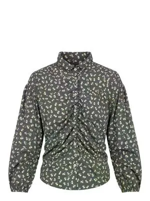 MSGM Floral-print Ruched Shirt - Grey
