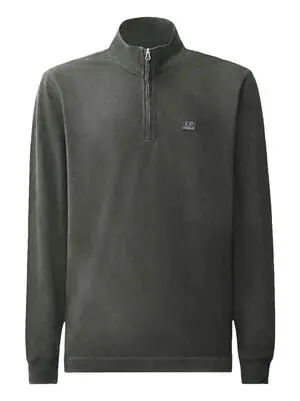 C.P. COMPANY Stretch Piquet Long Sleeve Half Zip Polo - Grey