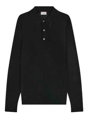 FURSAC Long-sleeve Wool Polo Shirt - Black