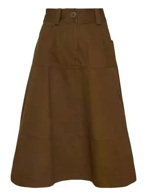 LEE MATHEWS Panelled A-line Midi Skirt - Brown