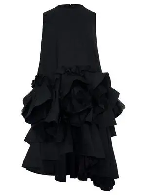 Noir Kei Ninomiya Cascading Ruffled Sleeveless Midi Dress - Black