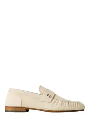 JIMMY CHOO Ellis Bone Etched Velvet Suede Loafers - Neutrals