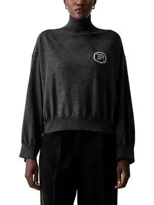 ERMANNO FIRENZE Logo-patch Roll-neck Sweater - Grey