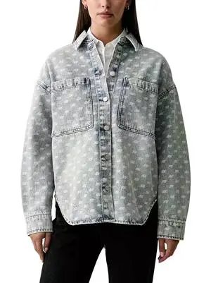Armani Exchange Logo-print Denim Shirt - Blue
