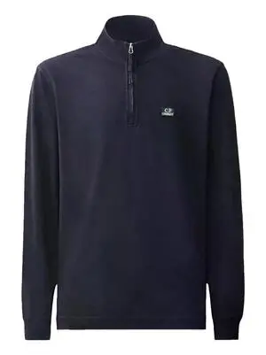 C.P. COMPANY Stretch Piquet Long Sleeve Half Zip Polo - Blue