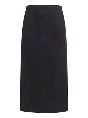 RIER Fleece Wool Wrap Midi Skirt - Black