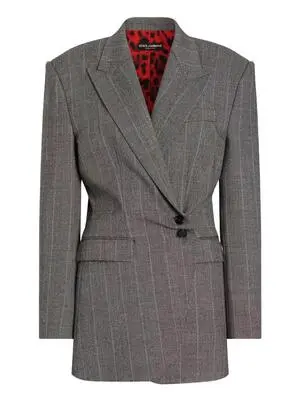Dolce & Gabbana Double-breasted Pinstripe Wool Jacket - Grey
