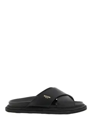 Moschino Plaque Crossover-strap Sandals - Black
