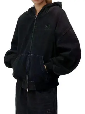 Alexander Wang Brushed-denim Oversized Hoodie - Black