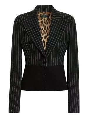 Dolce & Gabbana Turlington Pinstripe Wool Single-breasted Jacket - Black