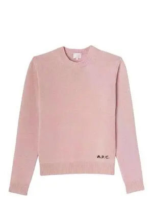 A.p.c. Logo-embroidered Ribbed-trim Sweater - Pink