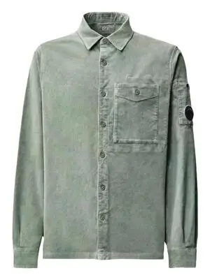 C.P. COMPANY Corduroy Long-sleeve Lens Button Shirt - Green