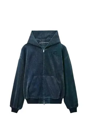 Alexander Wang Brushed Denim Oversized Hoodie - Blue