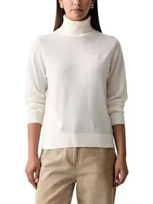 Armani Exchange Logo-embroidered Roll-neck Sweater - White