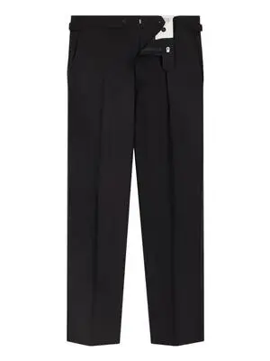 FURSAC Satin-trimmed Virgin-wool Trousers - Black