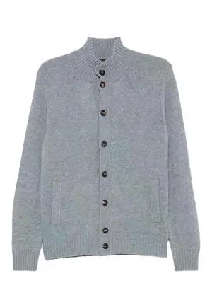 ZANONE Knitted High-neck Cardigan - Blue