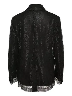 Comme Des Garçons Lace-overlay Layered Blazer - Black