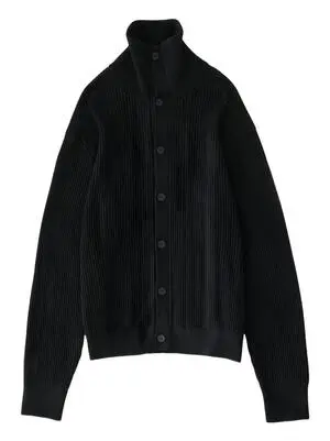 Studio Nicholson Oran High-collar 12-gauge Knit Cardigan - Black