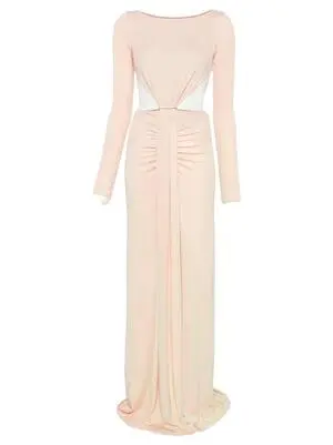 Elisabetta Franchi Cut-out Ruched Maxi Dress - Neutrals