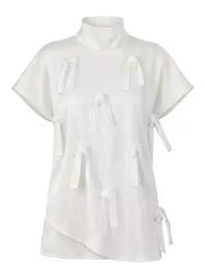ISABELLE BLANCHE Isabelle Blanche Bow-Embellished Satin Blouse