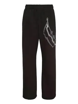 We11Done Trompe-l'oeil Chain-print Track Pants - Black
