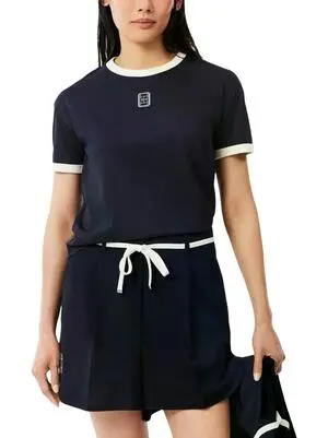 Lacoste Embroidered-badge Cotton Jersey T-shirt - Blue