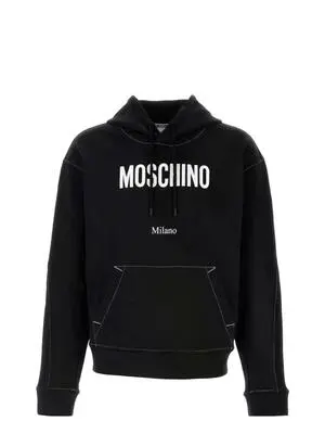 Moschino Contrast-stitch Logo-print Hoodie - Black