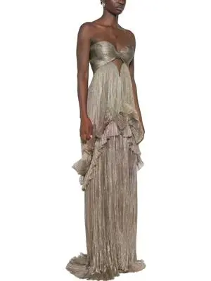 MARIA LUCIA HOHAN Maria Lucia Hohan Yumi Pleated Ruffled Maxi Dress