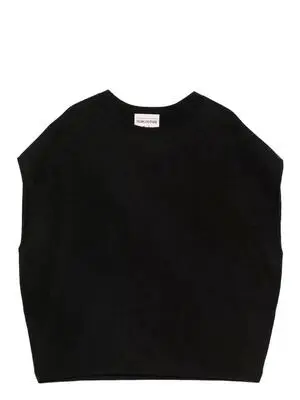 SEMICOUTURE Crew-neck Knitted Vest - Black